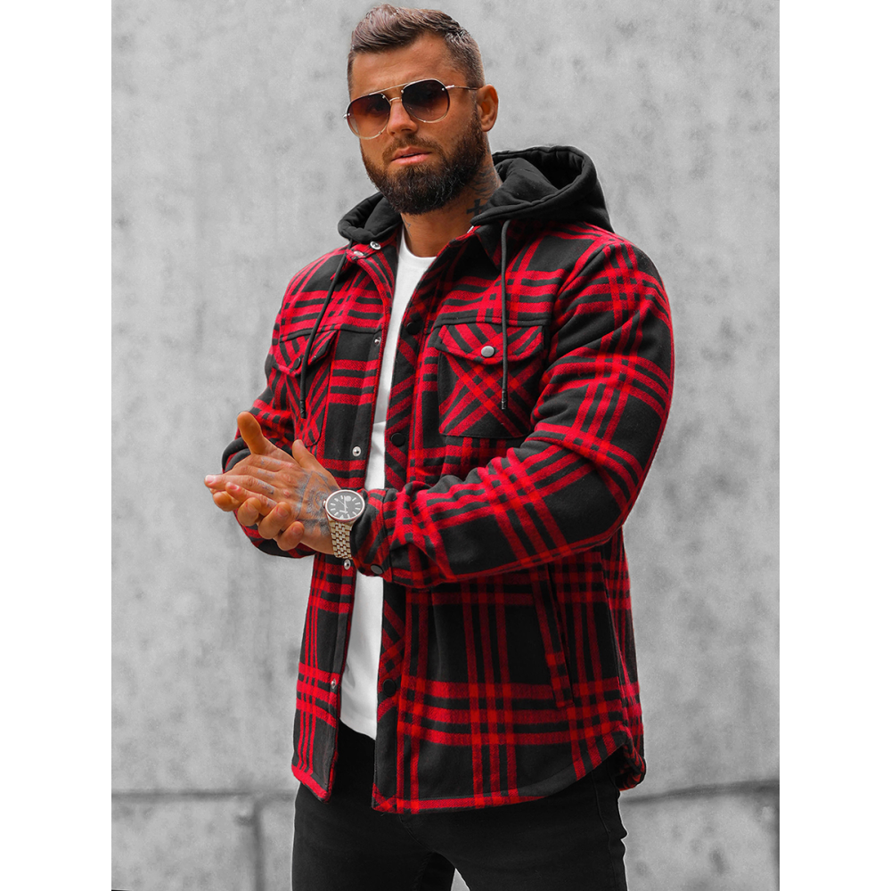 Sarkana vīriešu jaka ar kapuci Akor | Pirktukas™